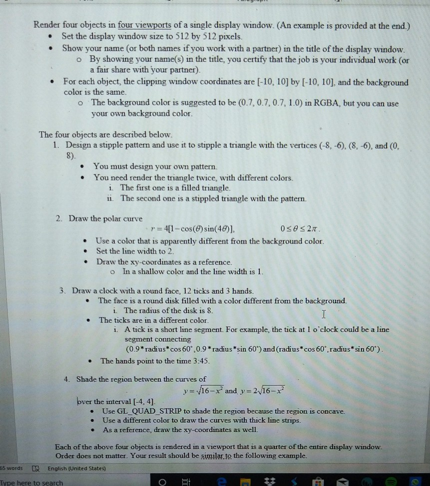 Render four objects in four viewports of a single | Chegg.com