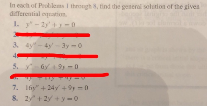 Solved In each of Problems I through 8, find the general | Chegg.com