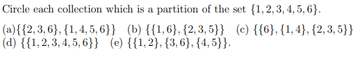 Solved Circle each collection which is a partition of the | Chegg.com
