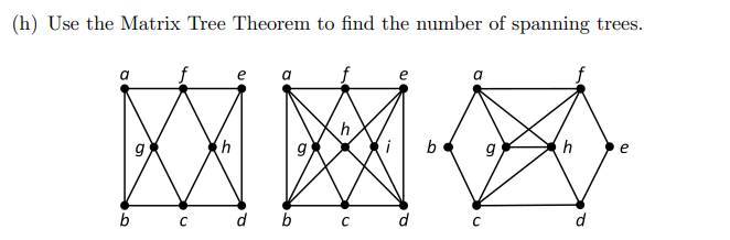Solved (h) Use the Matrix Tree Theorem to find the number of | Chegg.com