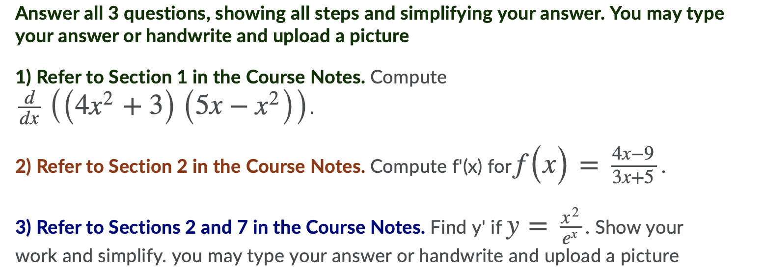 Solved Answer all 3 questions, showing all steps and | Chegg.com