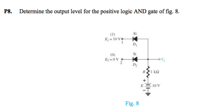 Solved 8. Determine the output level for the positive logic | Chegg.com