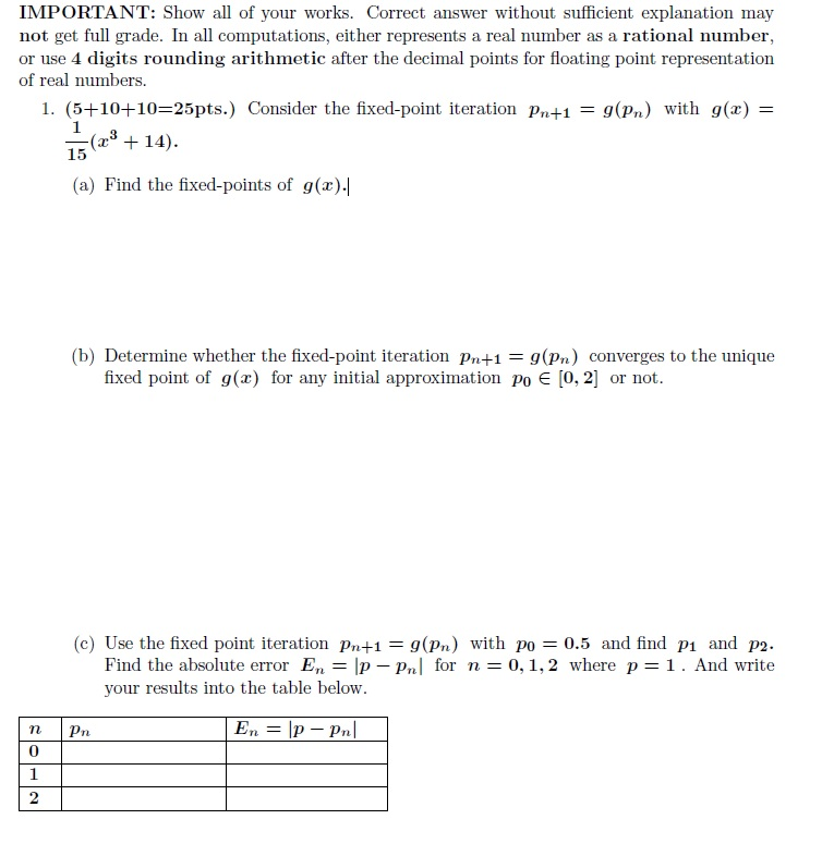 Solved Consider the xed-point iteration pn+1 = g(pn) with | Chegg.com