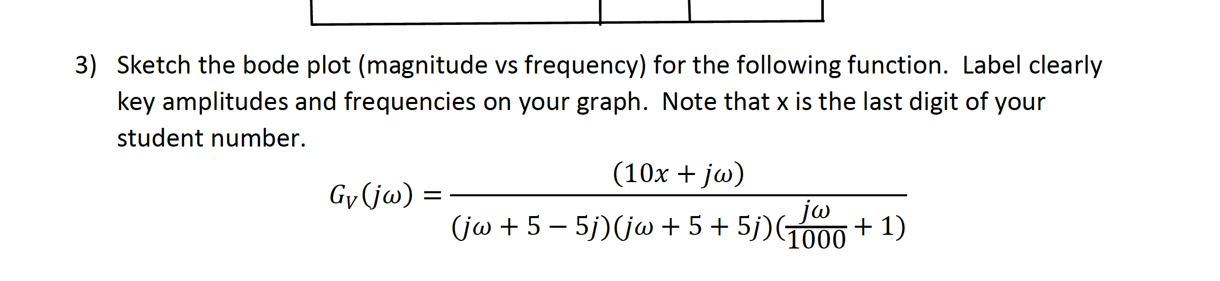 Solved 3) Sketch the bode plot (magnitude vs frequency) for | Chegg.com