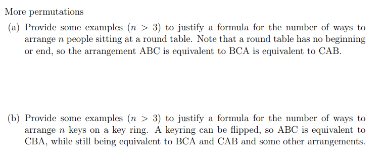 Solved More permutations (a) Provide some examples (n>3) to | Chegg.com