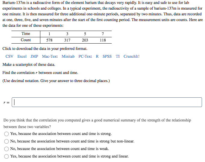 Solved 118 Barium-137m is a radioactive form of the element | Chegg.com