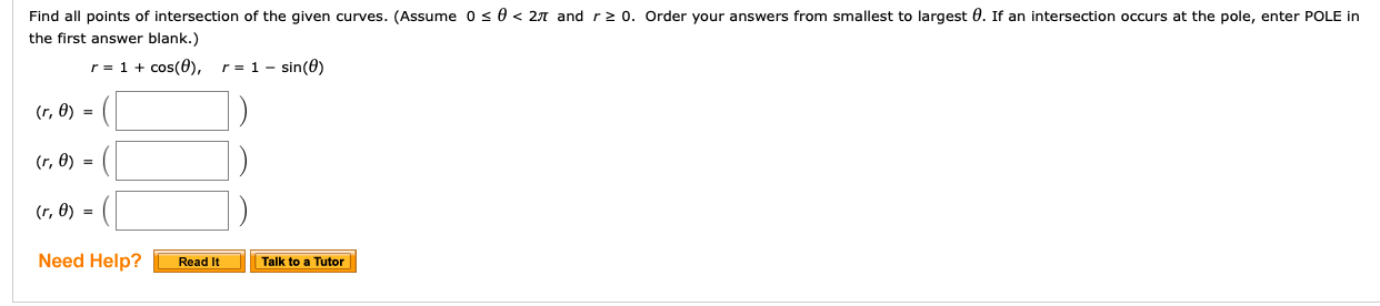 Solved Find all points of intersection of the given curves. | Chegg.com