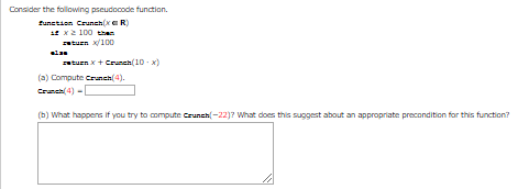 Solved Consider the following pseudocode function. tunetion | Chegg.com