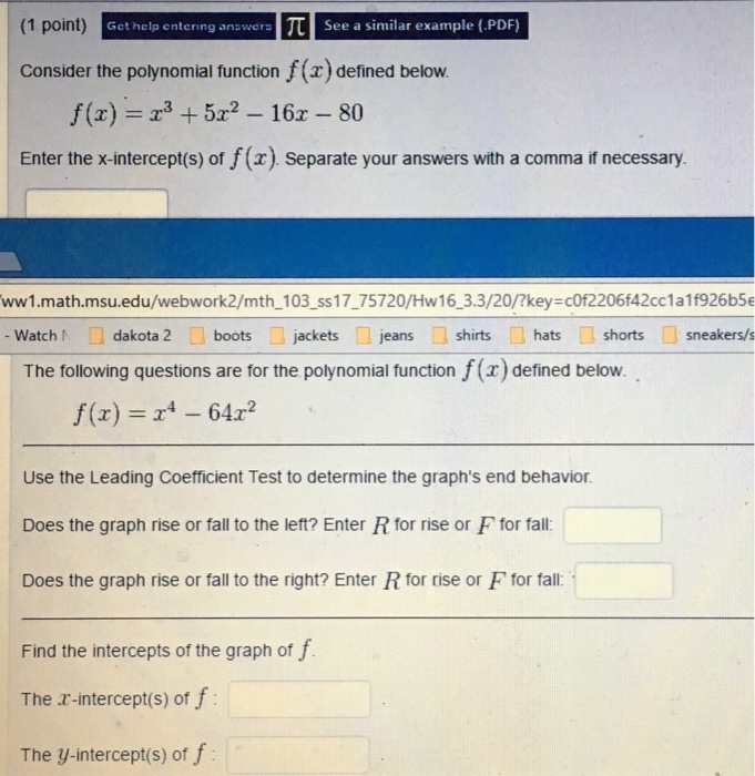 Solved (1 point) Get help entering an we See a similar | Chegg.com