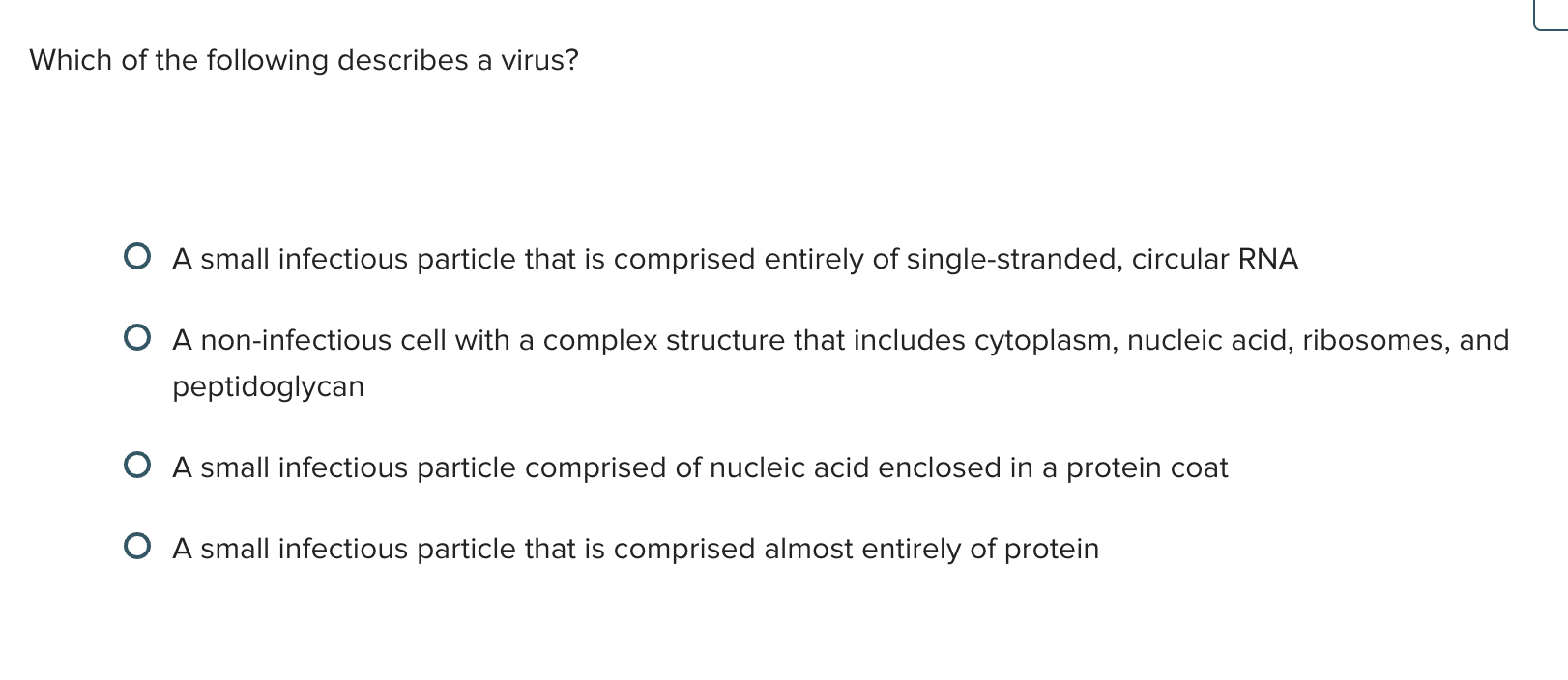Solved Which of the following describes a virus?A small | Chegg.com