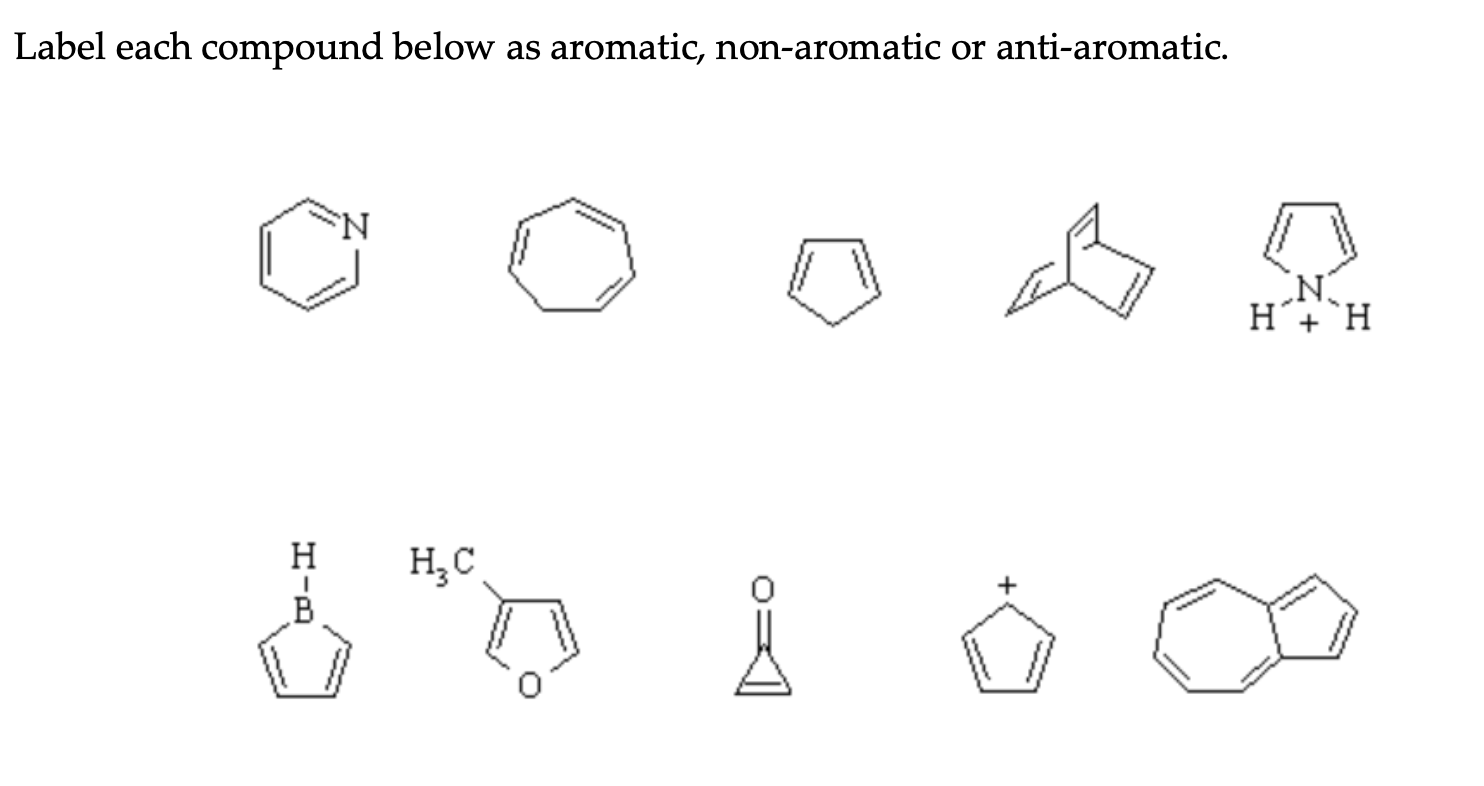 Solved Label each compound below as aromatic, non-aromatic | Chegg.com