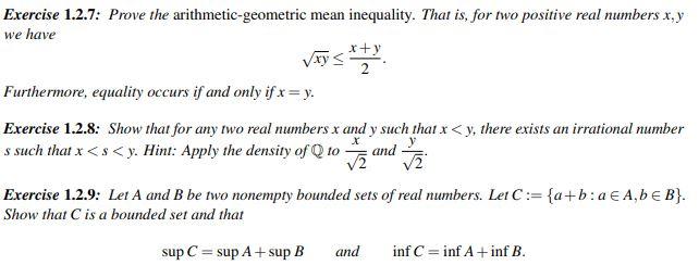 Solved Exercise 1.2.7: Prove the arithmetic-geometric mean | Chegg.com