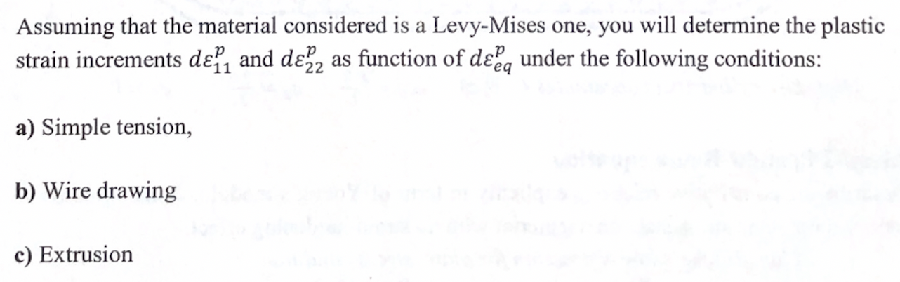Solved Problem#4 Levy-Mises equation Three different stress | Chegg.com