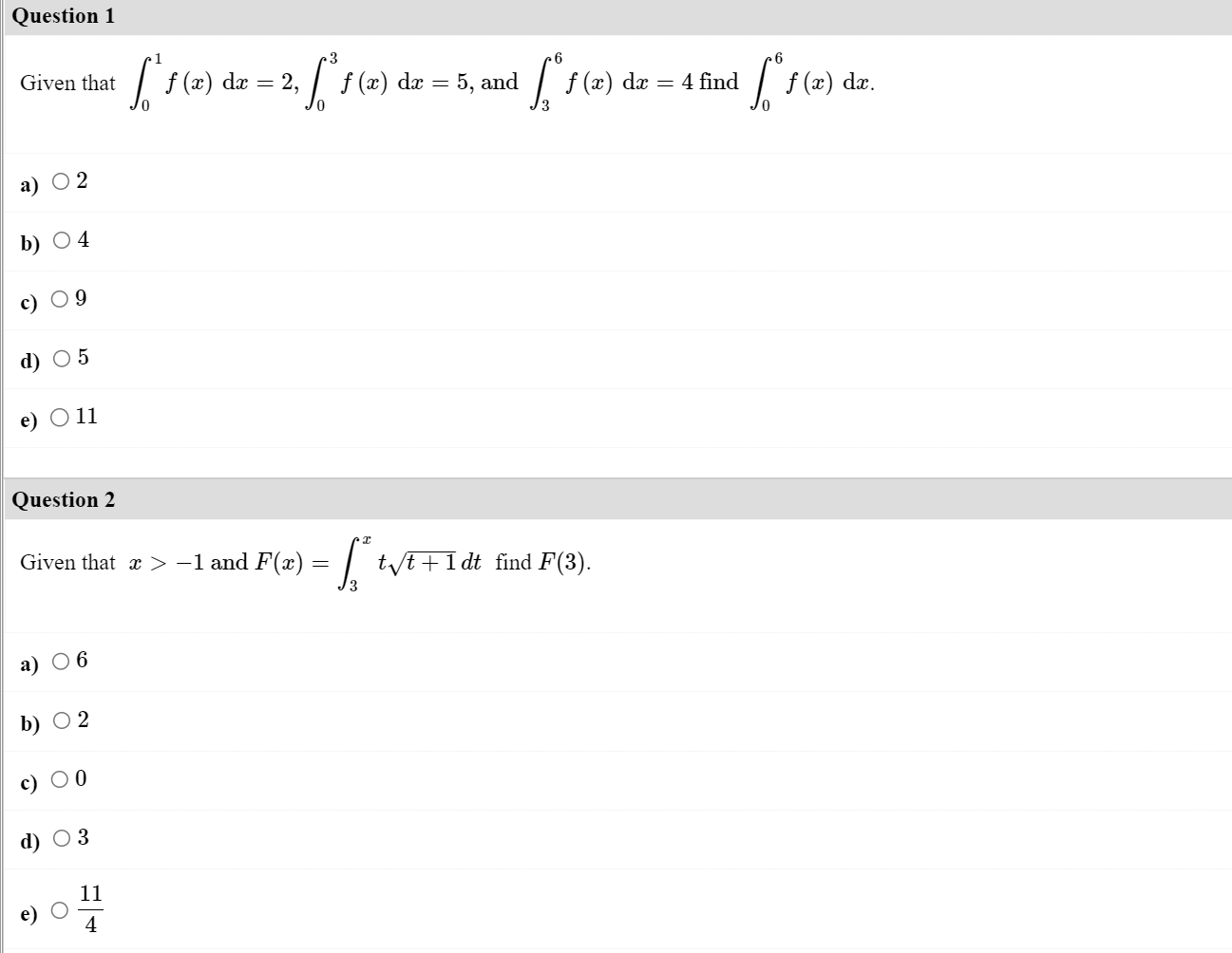 Solved Given that ∫10f(x)dx=2,∫30f(x)dx=5, and ∫63f(x)dx=4 | Chegg.com Solved Given that ∫10f(x)dx=2,∫30f(x)dx=5, and ∫63f(x)dx=4 | Chegg.com