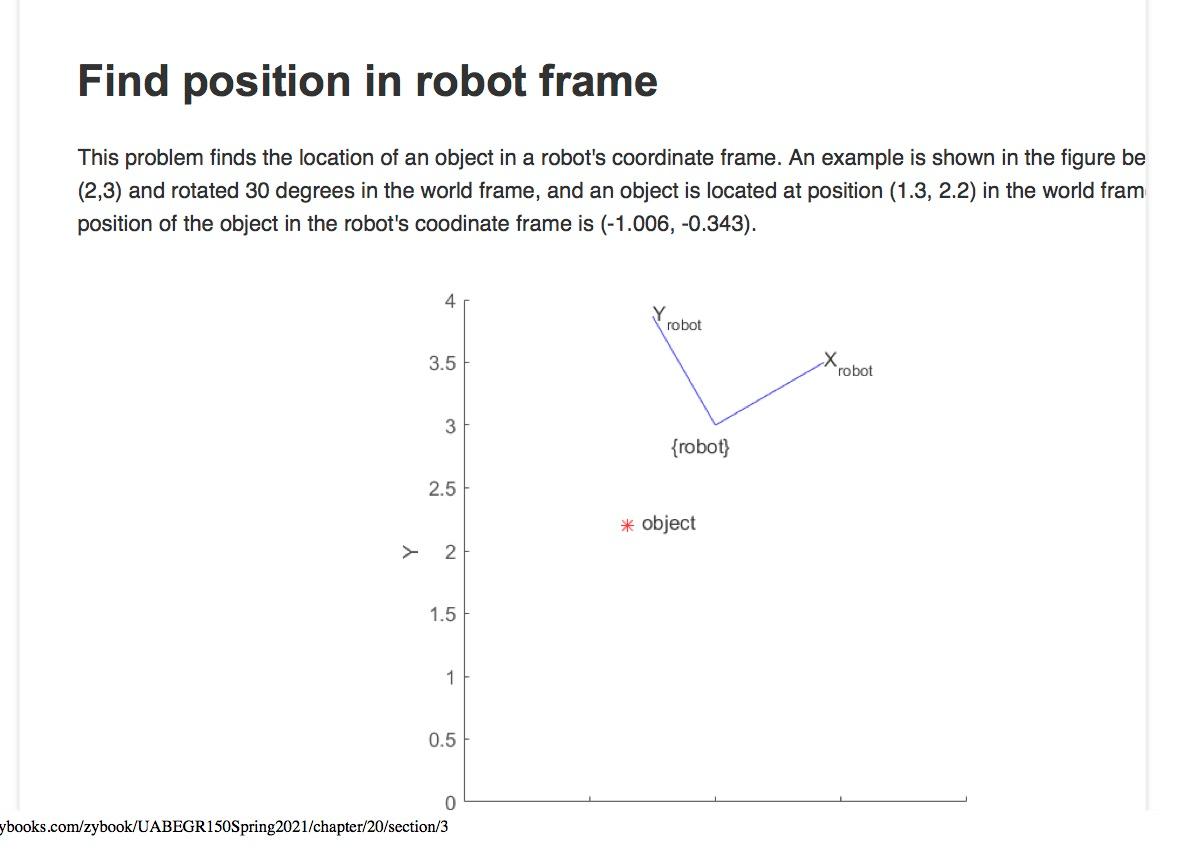 Solved Find position in robot frame This problem finds the | Chegg.com