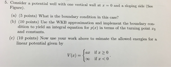Solved 5. Consider a potential well with one vertical wall | Chegg.com