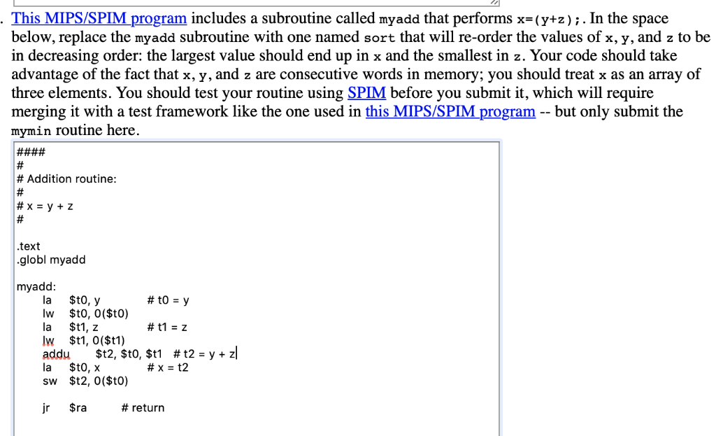 Solved This MIPS/SPIM program includes a subroutine called | Chegg.com