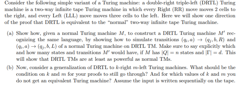 Solved Consider the following simple variant of a Turing | Chegg.com