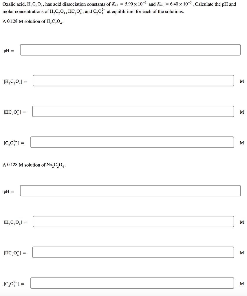 Solved Oxalic acid, H,C,04, has acid dissociation constants | Chegg.com