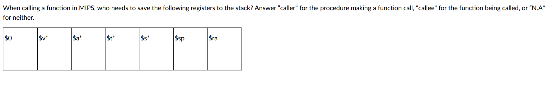 Solved When calling a function in MIPS, who needs to save | Chegg.com