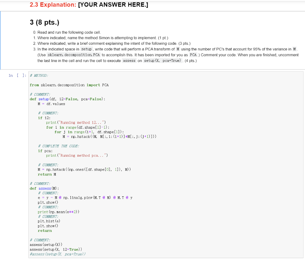 3 (8 pts.) 0. Read and run the following code cell. | Chegg.com