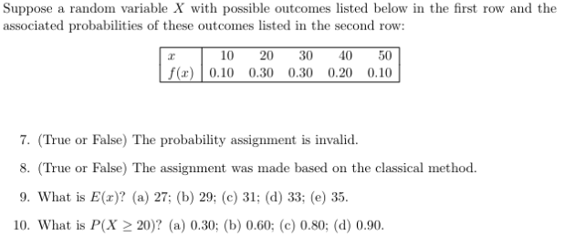 Solved Suppose a random variable X with possible outcomes | Chegg.com