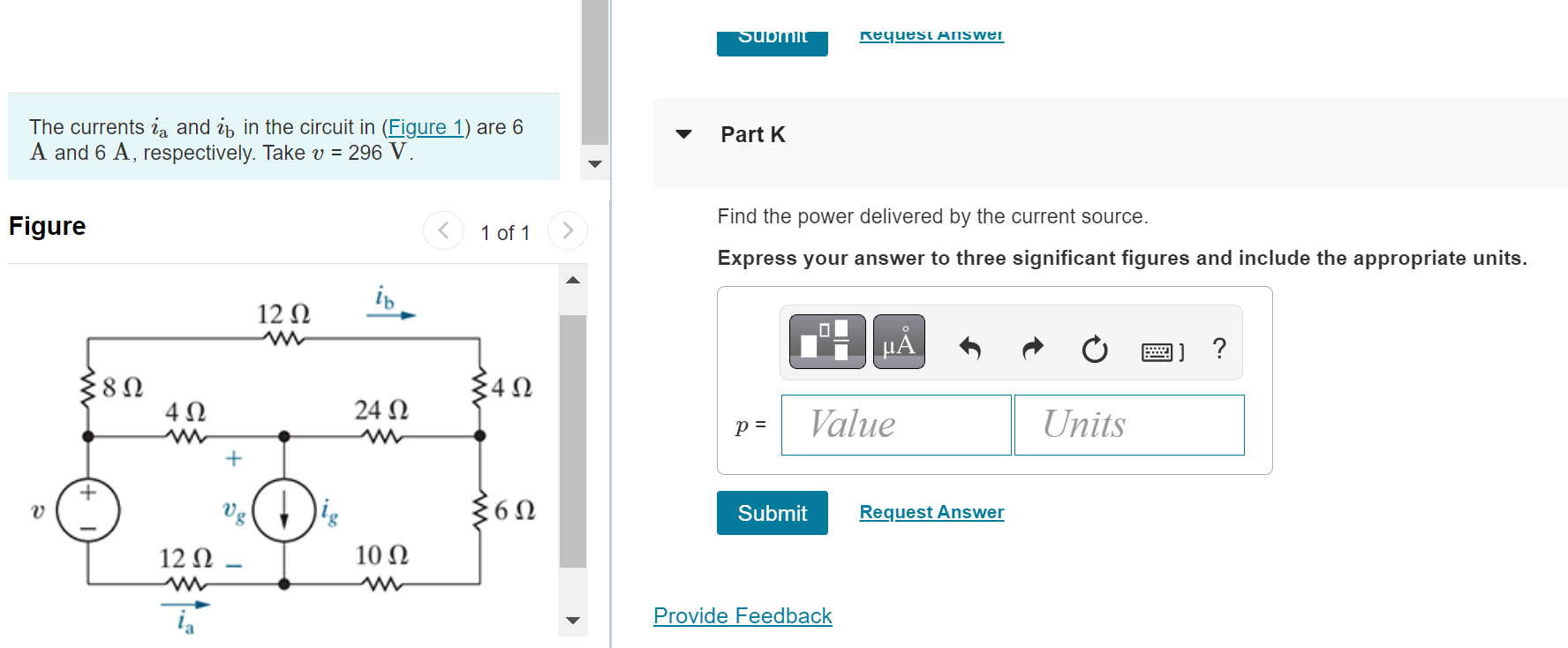 Solved The currents ia and ib in the circuit in (Figure 1) | Chegg.com