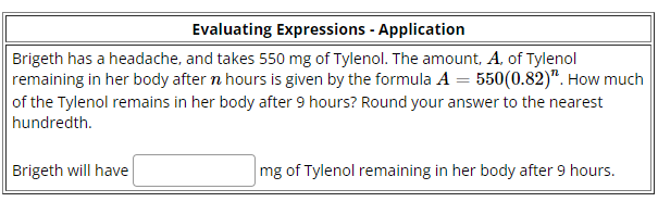 Solved Evaluating Expressions - Application Brigeth has a | Chegg.com