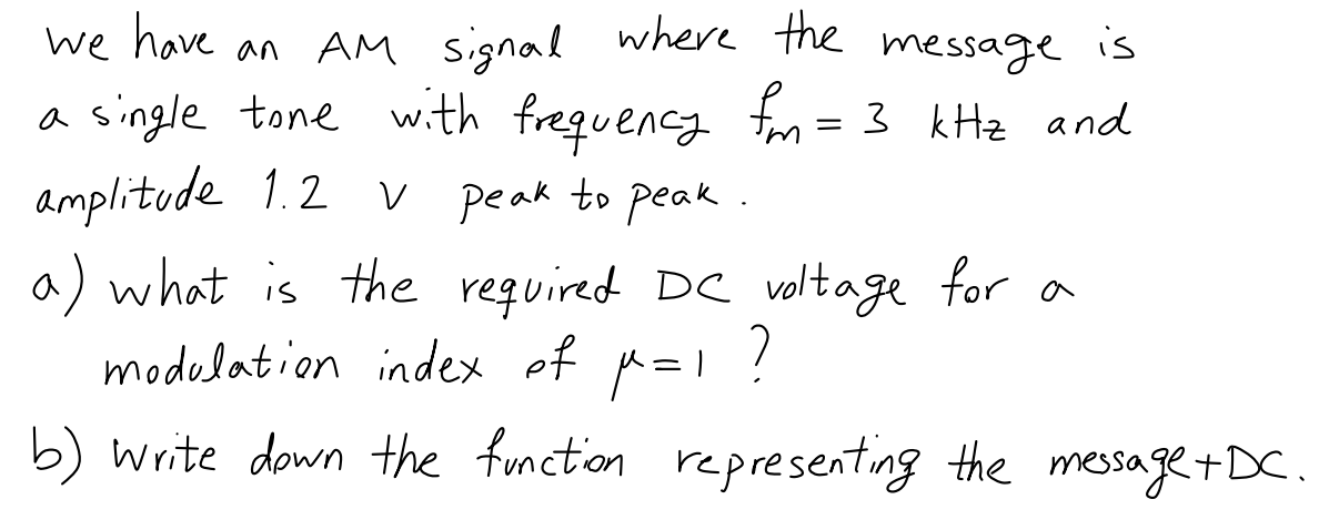 Solved We have an AM signal where the message is a single | Chegg.com