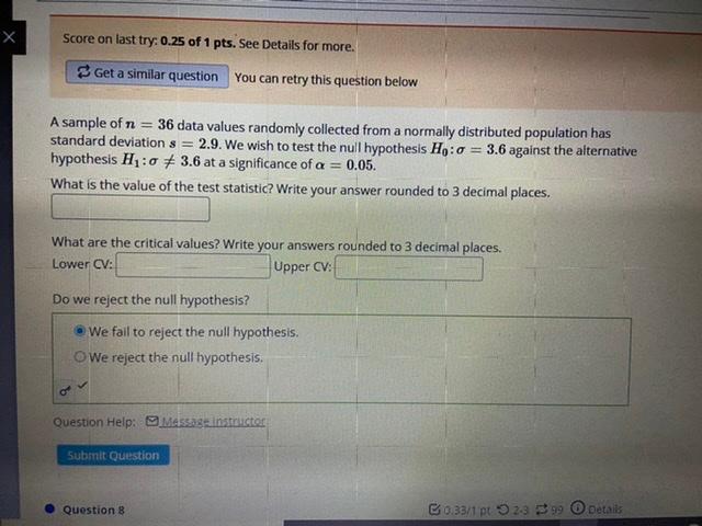 Solved A sample of n=36 data values randomly collected from | Chegg.com
