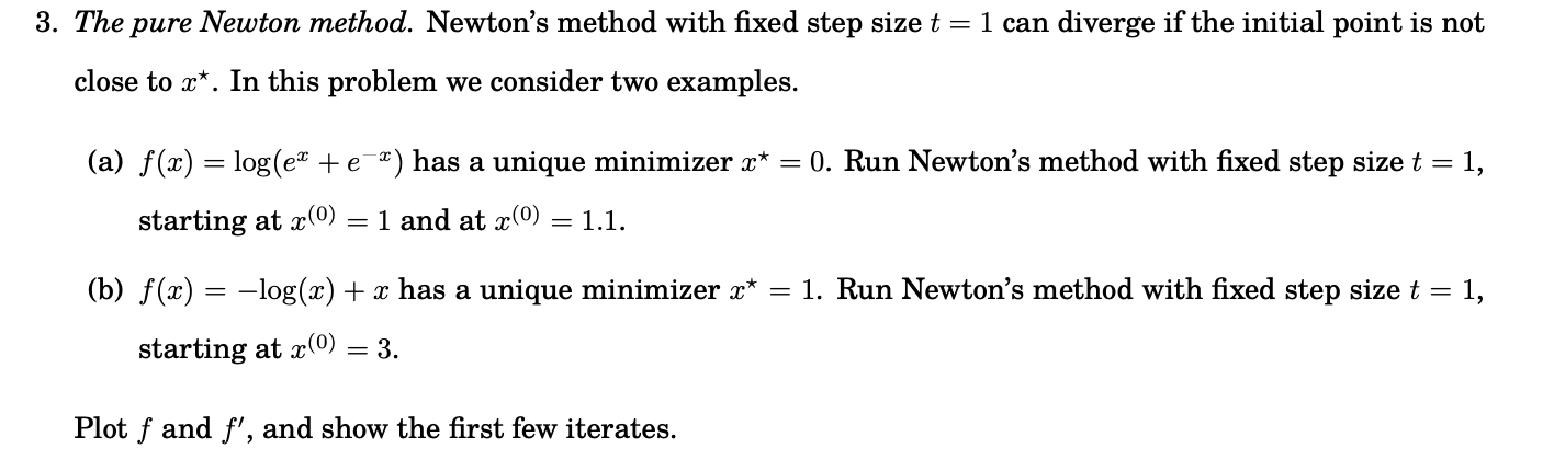 3. The pure Newton method. Newton's method with fixed | Chegg.com