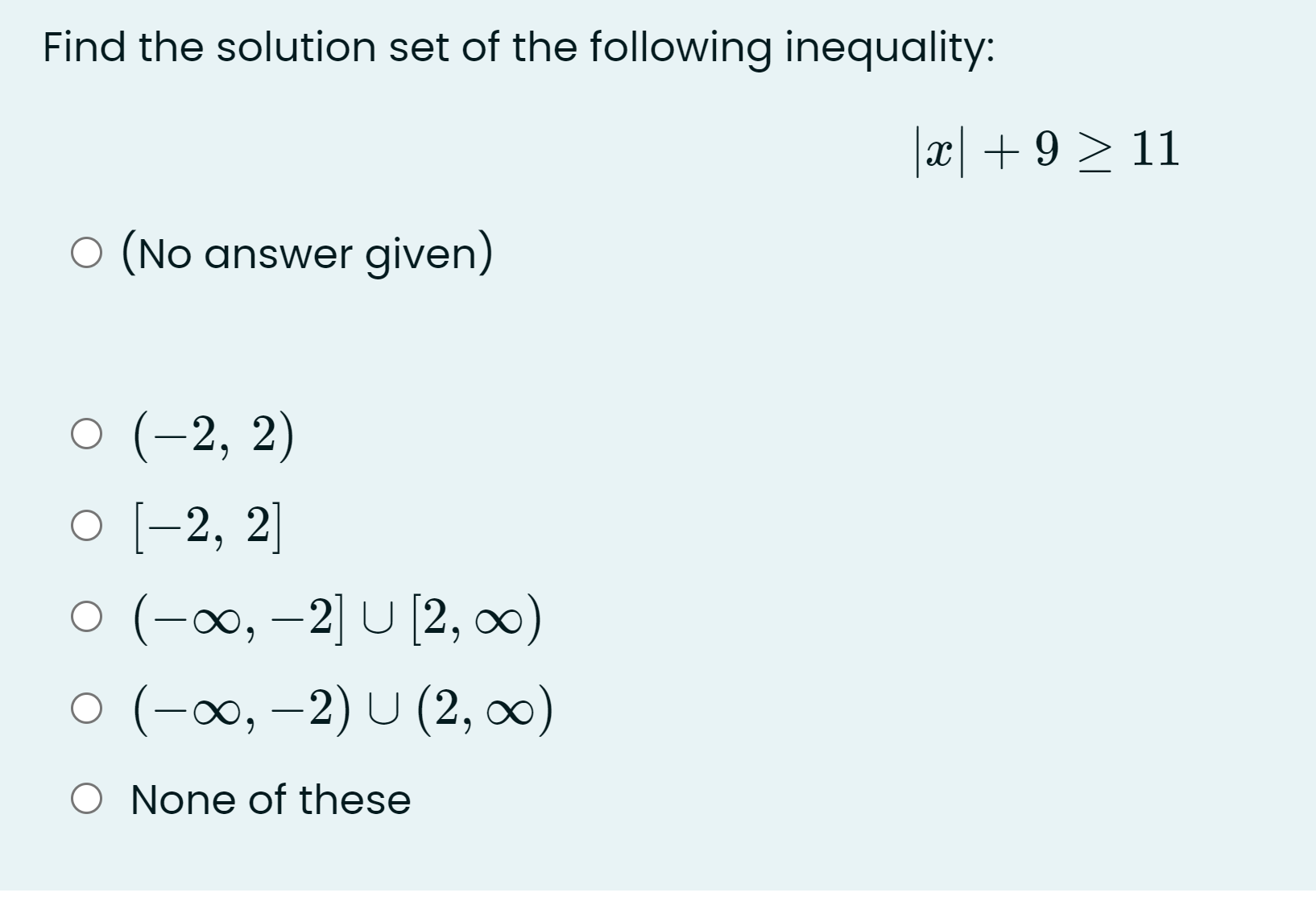 Solved Find the solution set of the following inequality: | Chegg.com