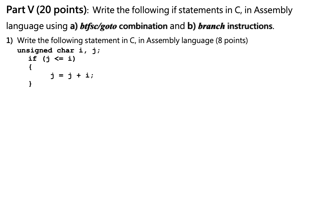 Solved Part V (20 points): Write the following if statements | Chegg.com