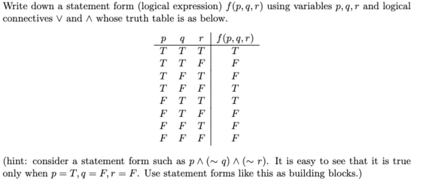 Solved Write down a statement form (logical expression) | Chegg.com