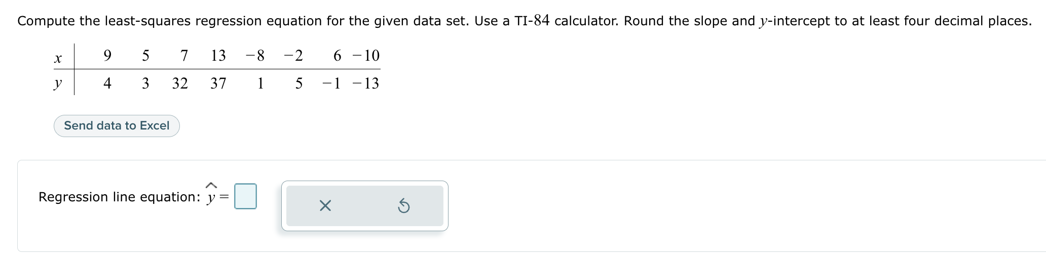 Solved Compute the least-squares regression equation for the | Chegg.com