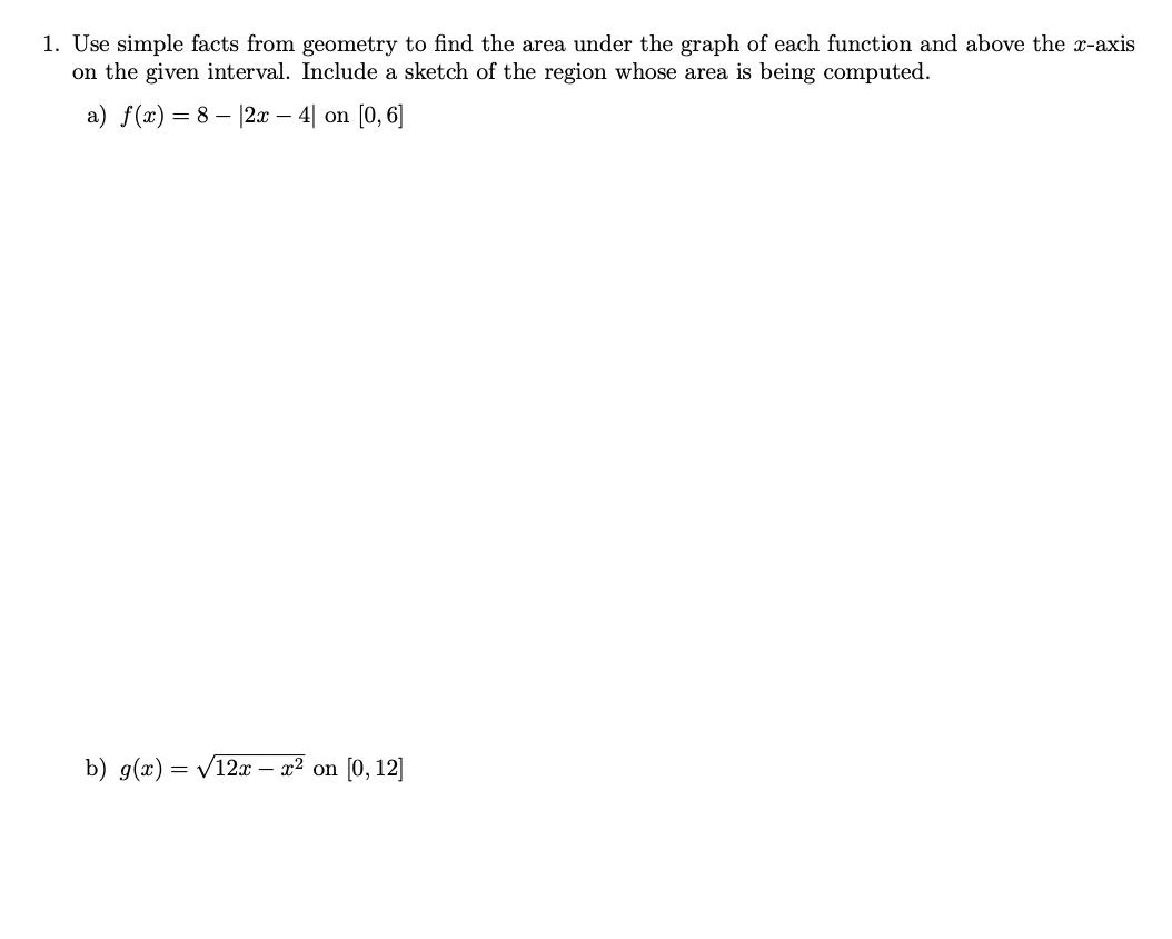 Solved Use simple facts from geometry to find the area under | Chegg.com