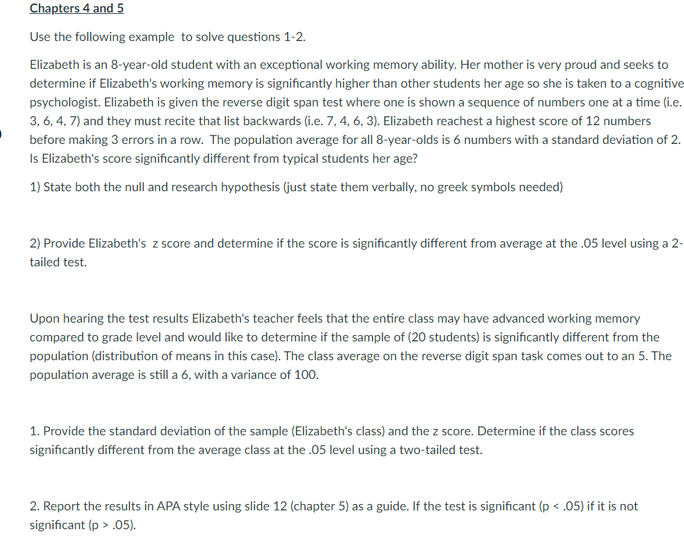 Solved Elizabeth is an 8-year-old student with an | Chegg.com