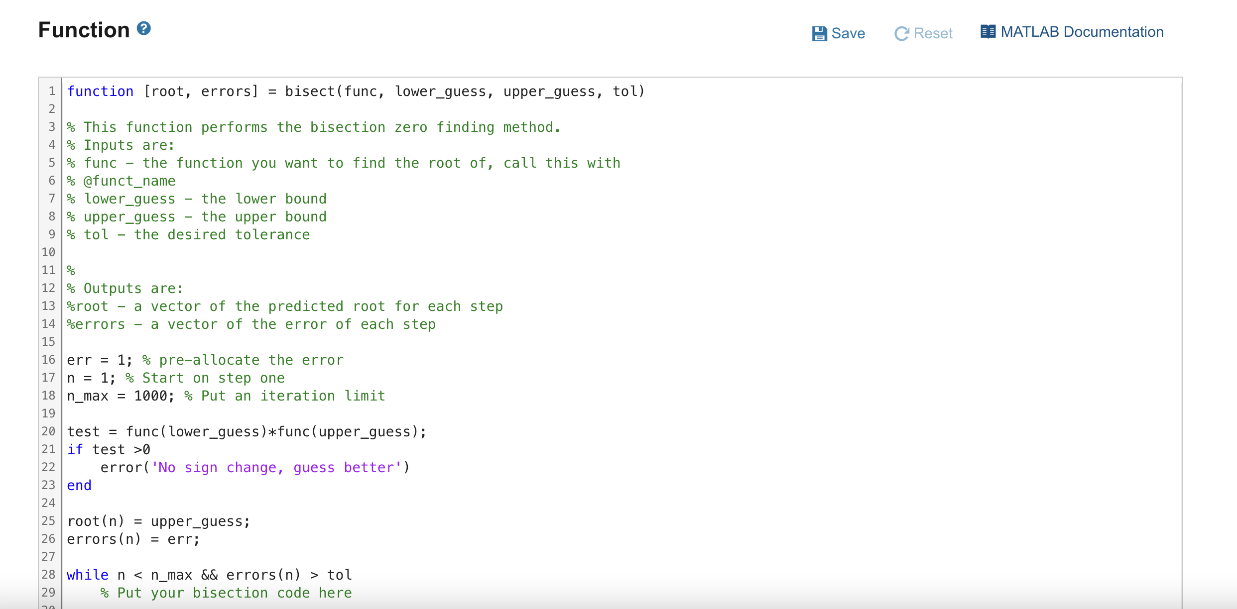 Solved Function [root Errors] Bisect Func Lower Guess