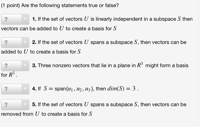 Solved 1 Point Are The Following Statements True Or False 