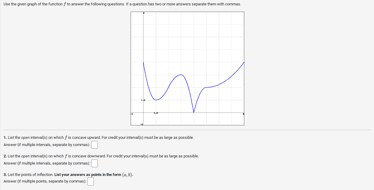 Solved 1. List the open interval(s) on which f is concave | Chegg.com Solved 1. List the open interval(s) on which f is concave | Chegg.com