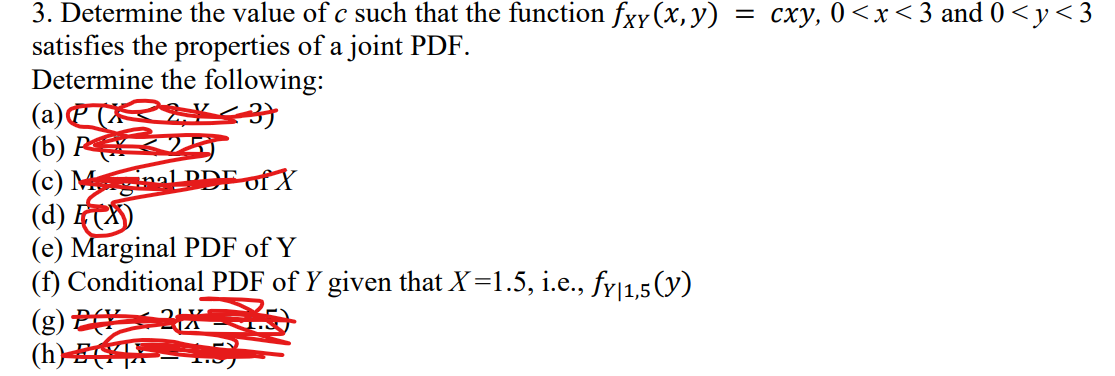 Solved 3. Determine the value of c such that the function | Chegg.com
