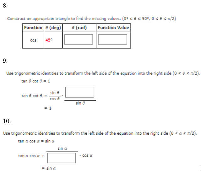Solved 8. Construct an appropriate triangle to find the | Chegg.com