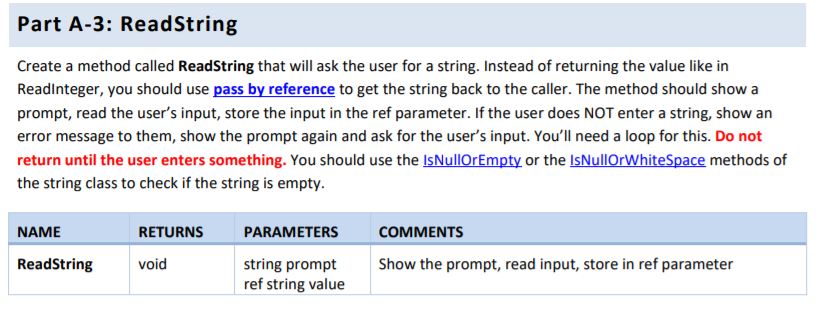 Solved Part A-3: ReadString Create a method called | Chegg.com