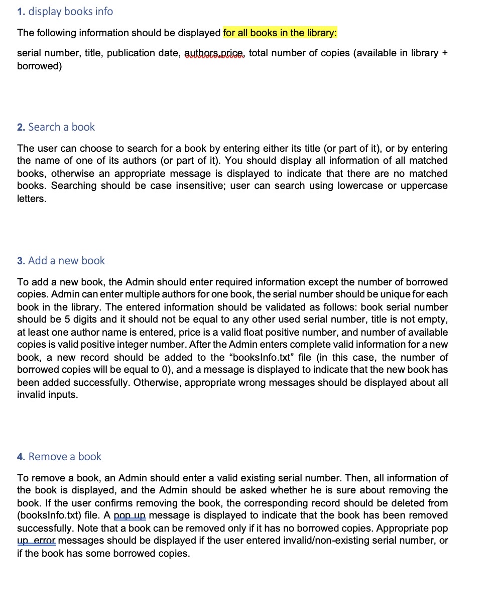 Solved Library Management System This project is for Odd | Chegg.com