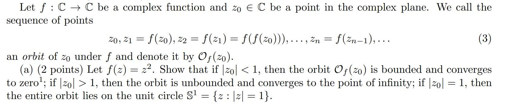 Solved Let f:C→C be a complex function and z0∈C be a point | Chegg.com