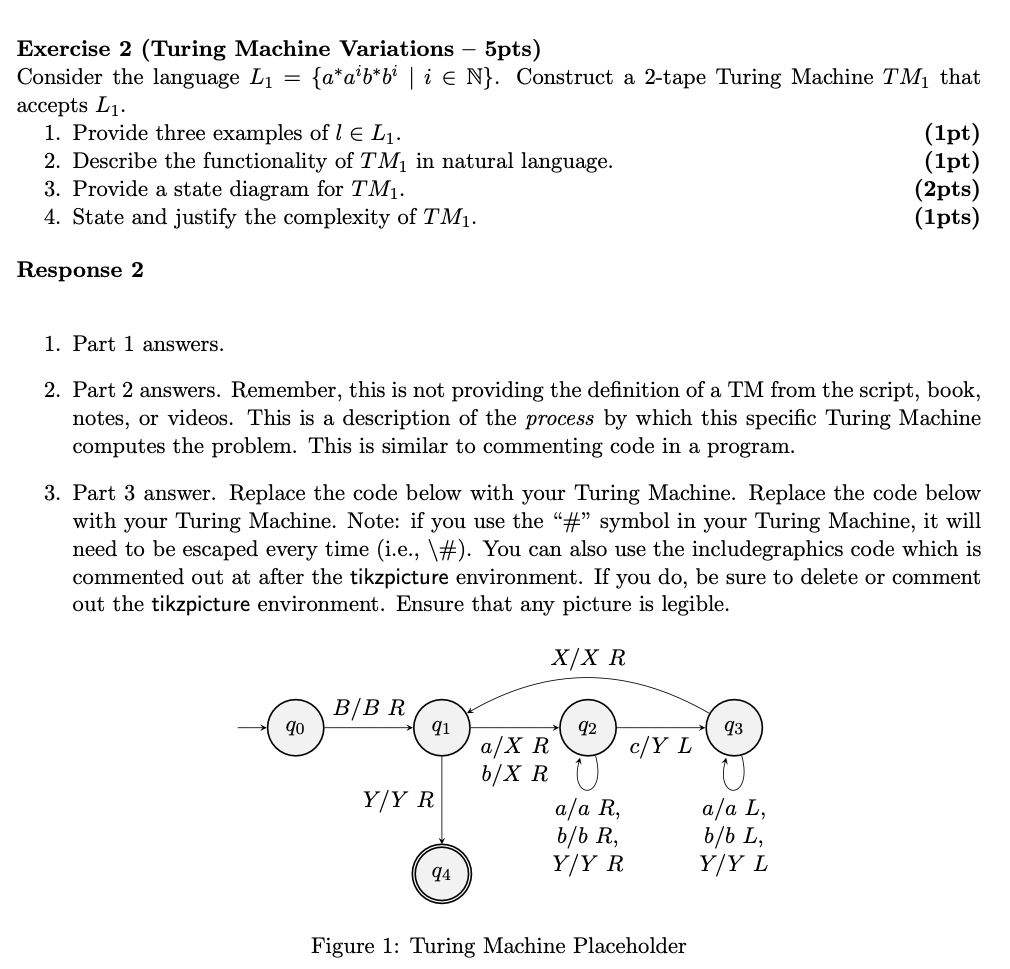 Exercise 2 (Turing Machine Variations - 5pts) | Chegg.com