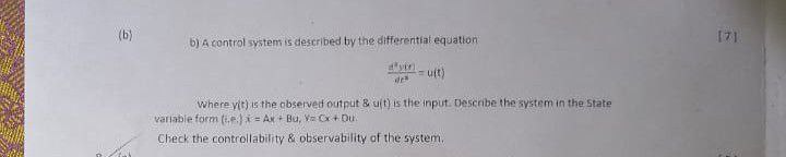 A control system is described by the differential | Chegg.com