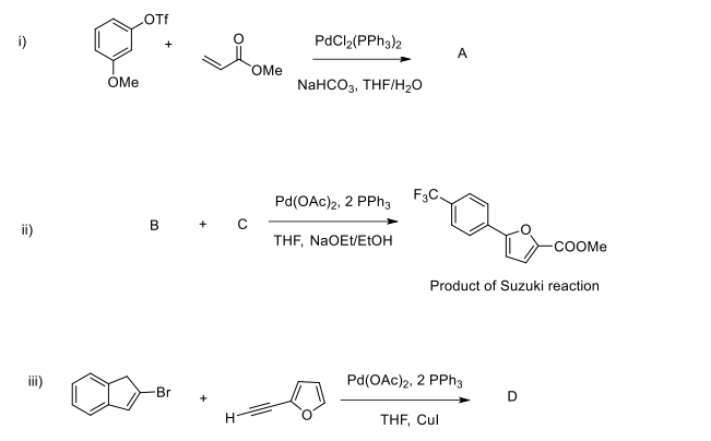 Solved OTE i) PdCl2(PPh3)2 A OMe Оме NaHCO3, THF/H2O | Chegg.com