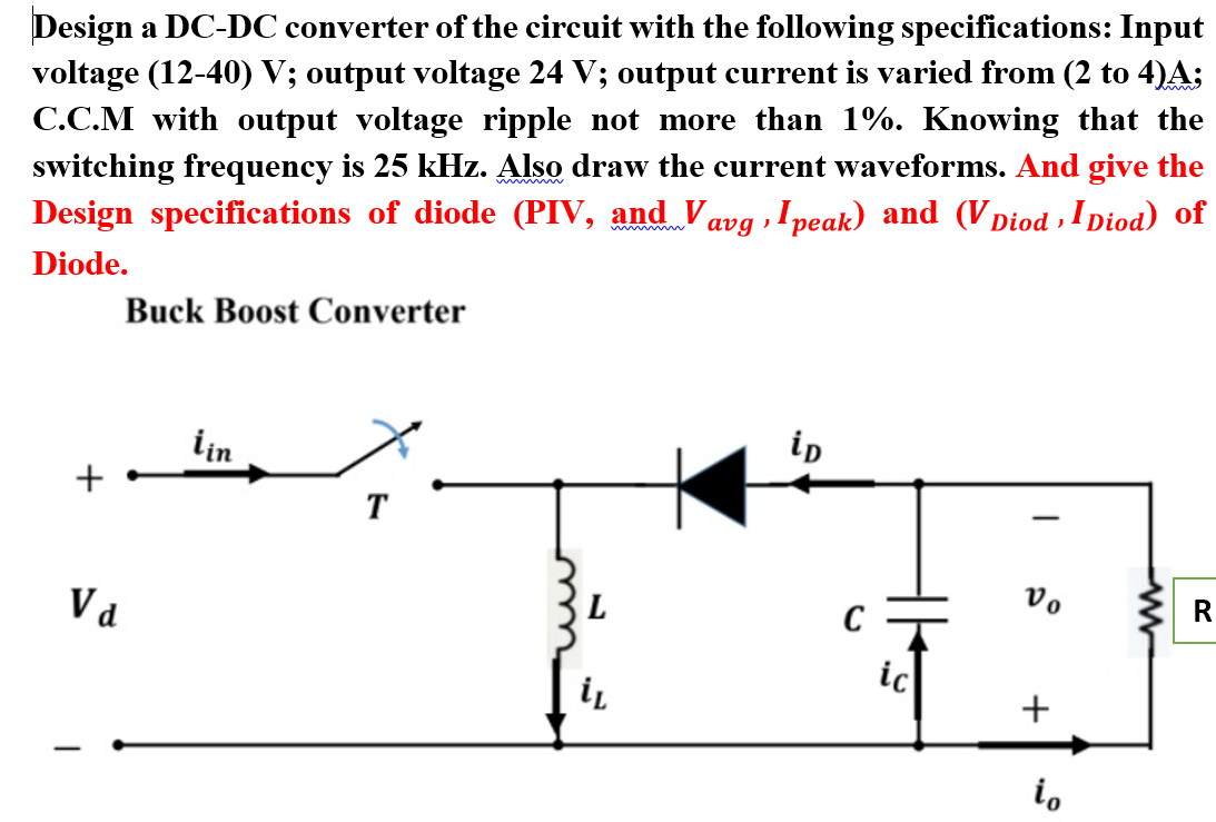 Solved Design a DC-DC converter of the circuit with the | Chegg.com