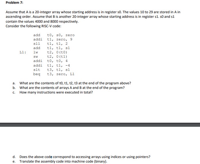 Solved Assume that A is a 20-integer array whose starting | Chegg.com